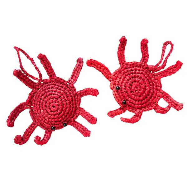 ZANATANY CONCEPTS Mini Crabs Raffia Keyring - Red