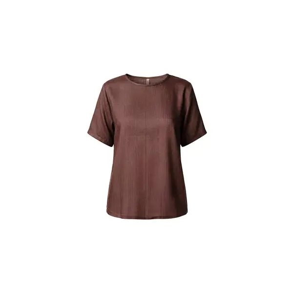 STOVARIA Silk Cotton Blend Elegant Relaxed Fit Blouse In Chocolate - Brown