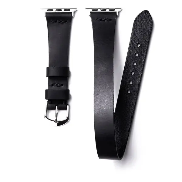 ROARCRAFT Double Tour Apple Watch Leather Strap - Black