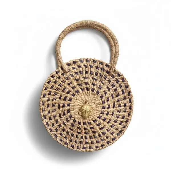 SOKONA Esengo Large — Sand & Midnight Handwoven Bag - Blue