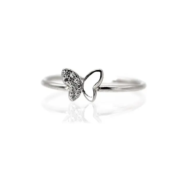 VICSTONENYC FINE JEWELRY Cute Butterfly Ring – Delicate Handmade Jewelry, Perfect For Stacking - Silver