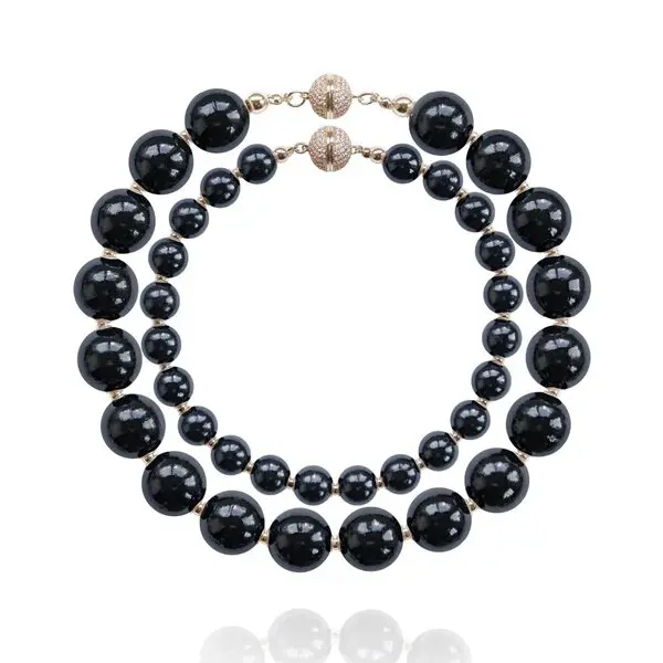 SAULE LABEL Siena Duo Necklaces In Raven - Black