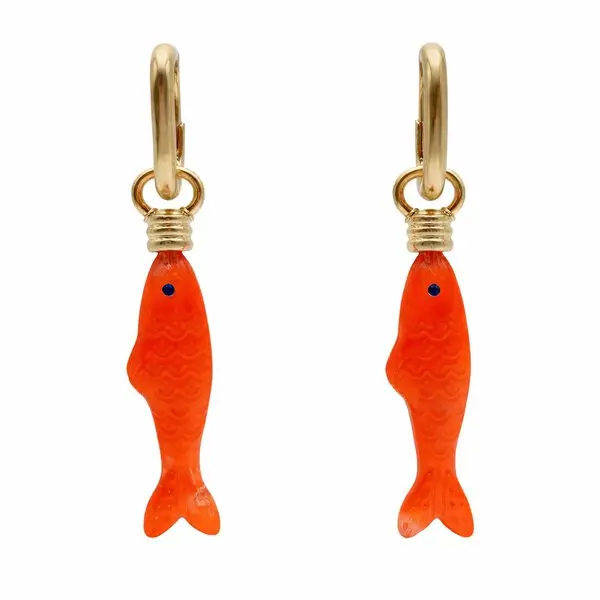 MICHAEL NASH JEWELRY Fish Resin Drop Earrings - Orange