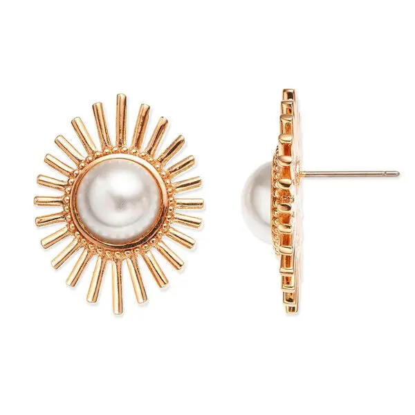 Grossé Gold / White Gold & Pearl Earrings, Series Future Floral - Gold/white