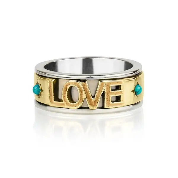 CHARLOTTE'S WEB JEWELLERY Love Rocks Silver Spinning Ring Turquoise - Green