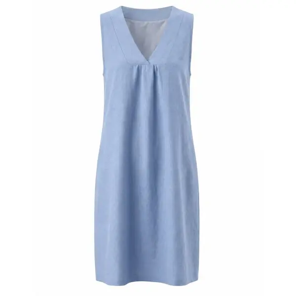 LUELLA FASHION Clece Sleeveless V-neck Linen Dress - Blue