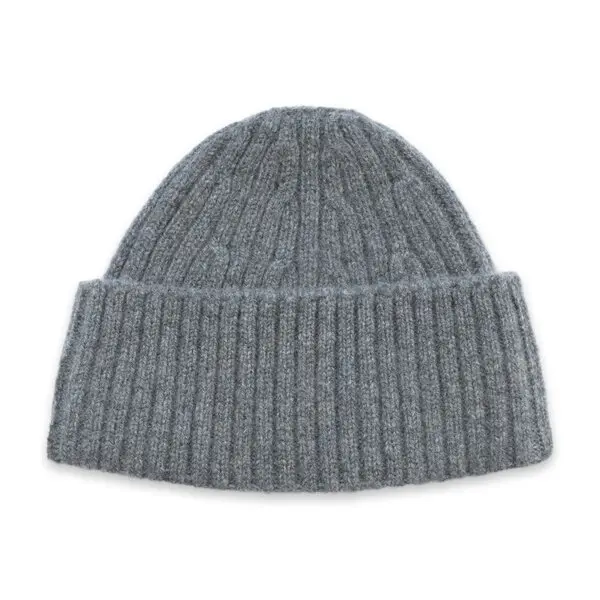 PAUL JAMES KNITWEAR Midweight Lambswool Polpero Fisherman Beanie Mix - Grey