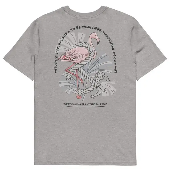 ANCHOR & CREW Heather Flamingo Another Good Day Organic Cotton T-shirt - Grey