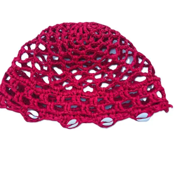 SPRINGMOONATELIER Handmade Raffia Yarn Hat - Red