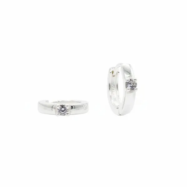 MHART Clicker Mini Hoops – Moissanite Precision Hinged Earrings - Silver