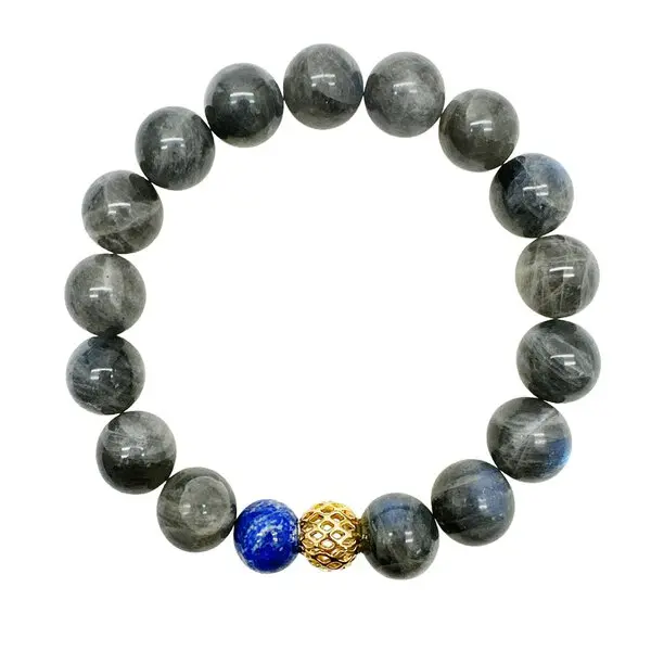 FARRA Labradorite With Lapis Bracelet - Grey