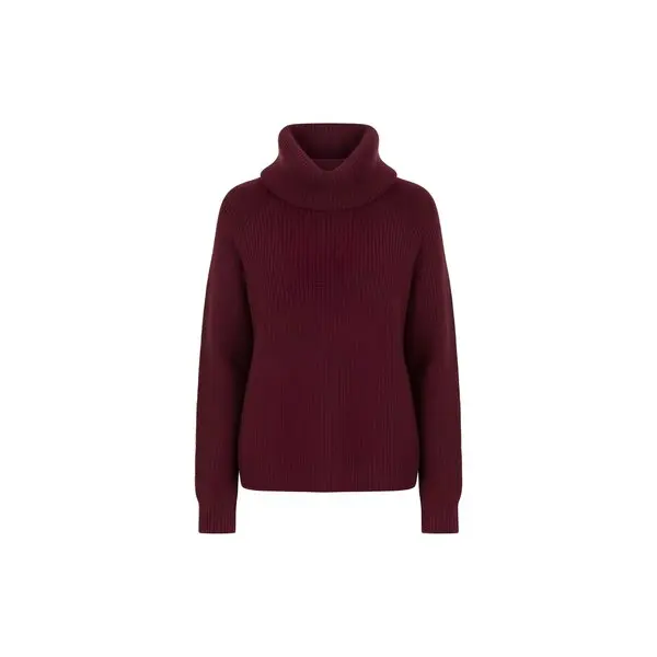 THE GT ATELIER Neutrals / Cozy Burgundy Turtleneck Knit Sweater - Red