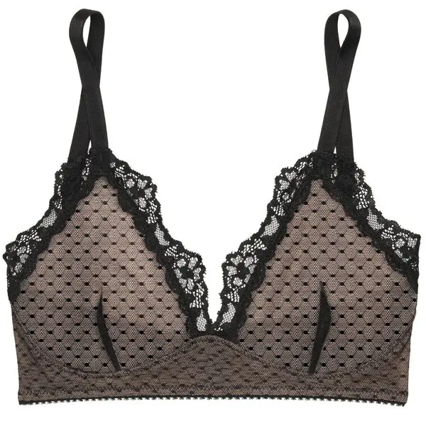 VERDANT INTIMATES Dot Mesh Triangle Bra - Black