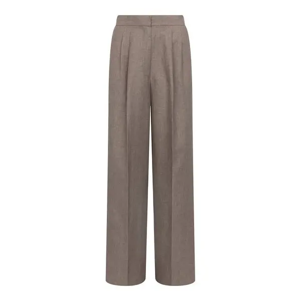 TRIONA Neutrals / Taupe Irish Linen Bridget Trousers - Brown