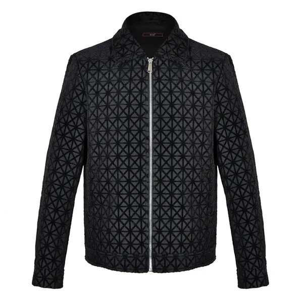DAVID WEJ Kensington Luxury Velvet Jacquard Aviator Jacket - Black