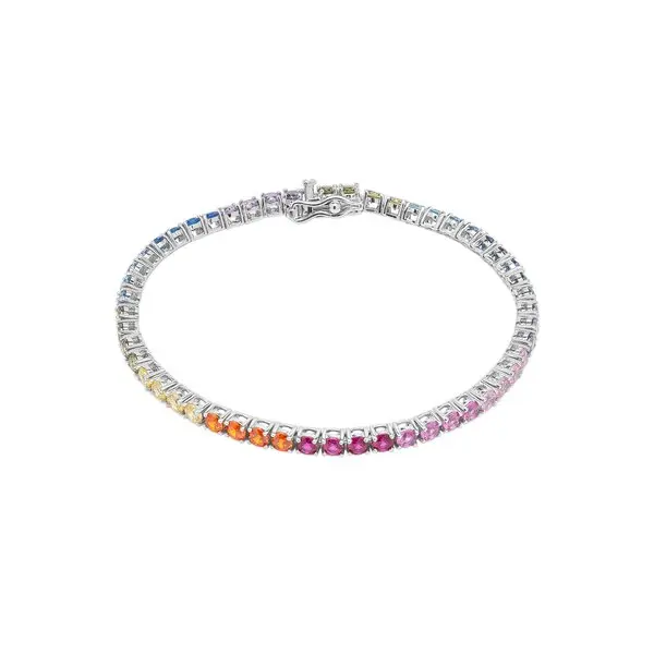 SPERO LONDON Sterling Large Rainbow Tennis Bracelet - Silver