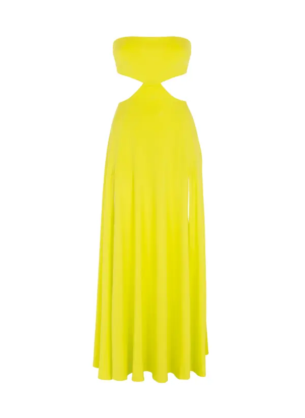 HELENE GALWAS Gloria Neon- Cotton Bandeau Dress - Yellow