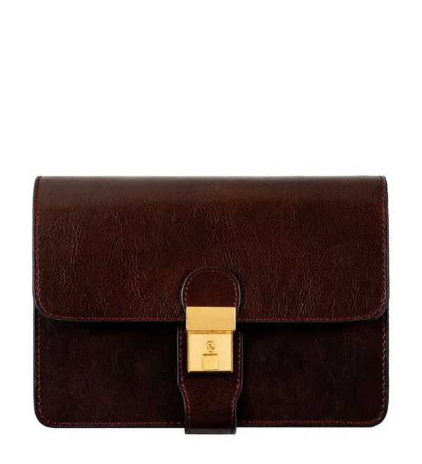 TIME RESISTANCE Leather Clutch Purse The Maltese Falcon - Brown