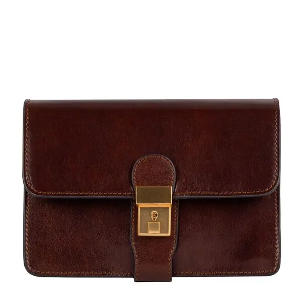 TIME RESISTANCE Leather Clutch Purse The Maltese Falcon - Brown