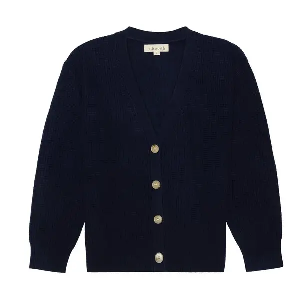 ELLSWORTH + IVEY Lilah V-neck Knit Cardigan Dark Navy - Blue