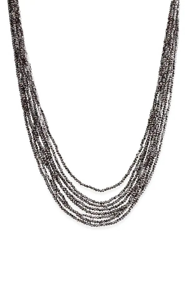 Saachi Multi Strand Beaded Crystal Necklace - Black