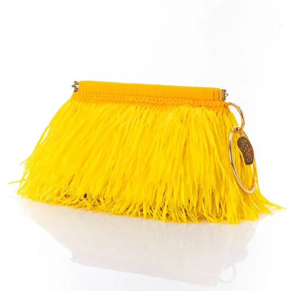 SPEIRA Clutch With Raffia Fringes - Yellow