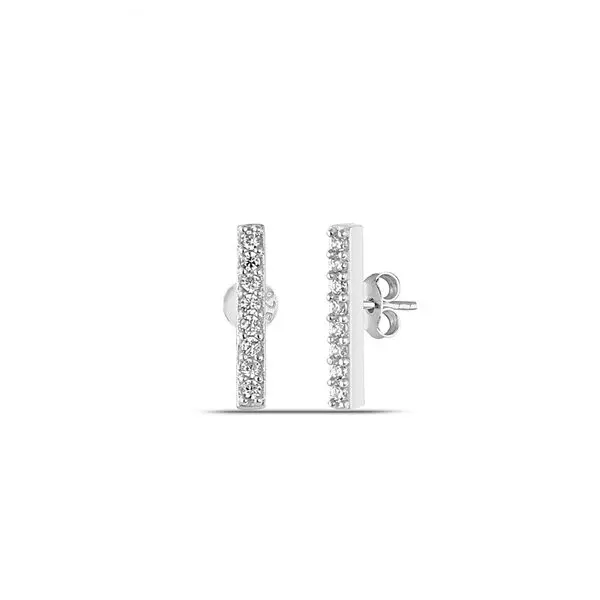 SPERO LONDON Bar Stud Zirconia Earring Sterling - Silver
