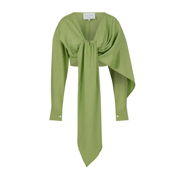 NAZLI CEREN Angy Asymmetric Blouse - Green