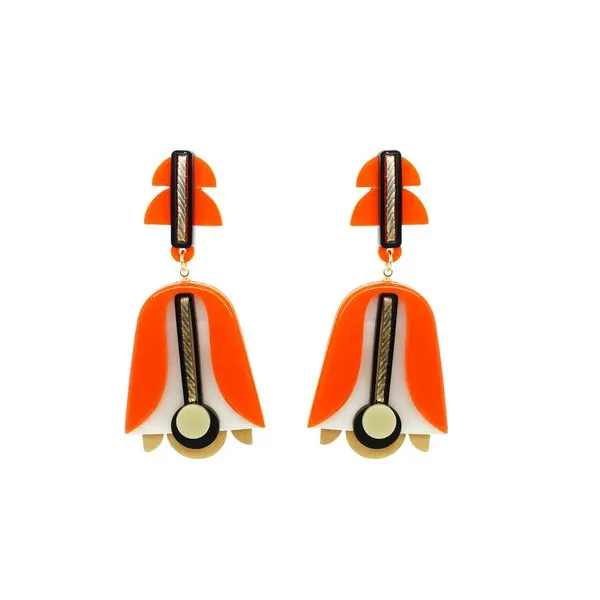 GISSA BICALHO Handmade Earring Glory Cream - Orange
