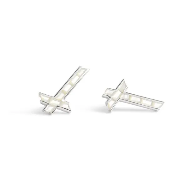 KASUN LONDON Silver / White Lucky Star Earrings June Pearl Silver - Silver/white