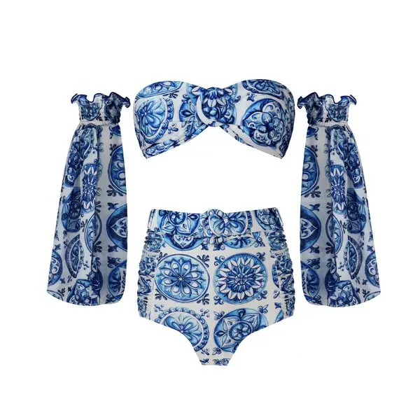 NUR KARAATA Madison Bleu Blanc Bikini Set