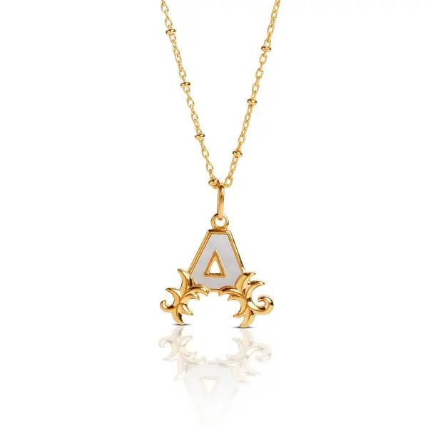 KASUN LONDON Plated A Initial Necklace With Mother Of Pearl - Gold