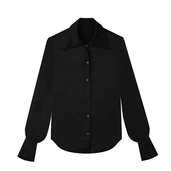 SILKINC Wide Collar Silk Shirt