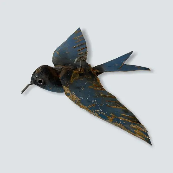 Botanical Boys African Metal Garden Bird Metal - Blue