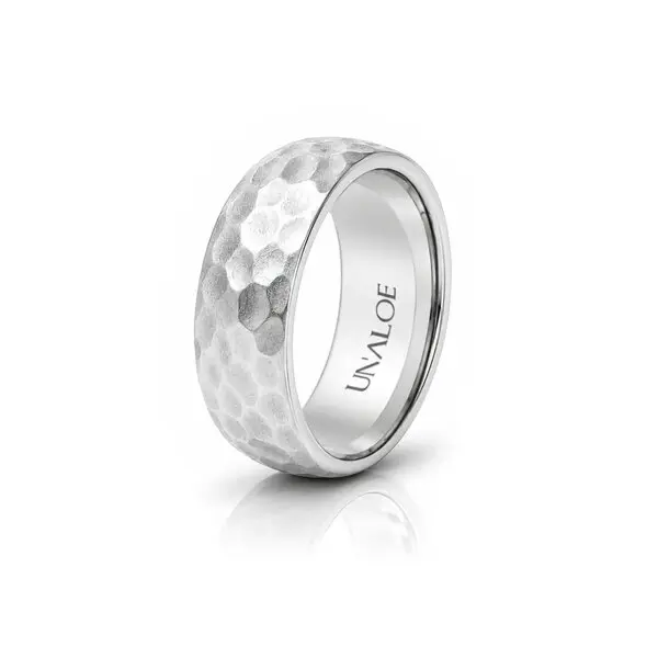 UNALOE Hammered Domed Band – Timeless And Stylish - Silver