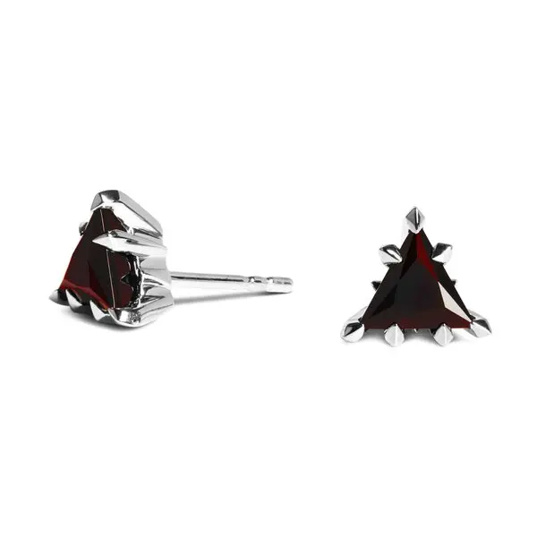 KASUN LONDON Trillion Garnet Stud Earrings