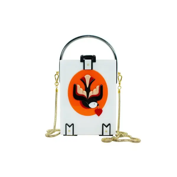 GISSA BICALHO Handmade Acrylic Clutch Swallow Yellow - Orange