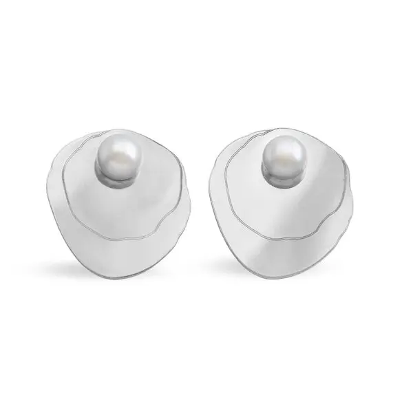 SILVER MOON Pearl Sterling Earrings – Genesis - Silver