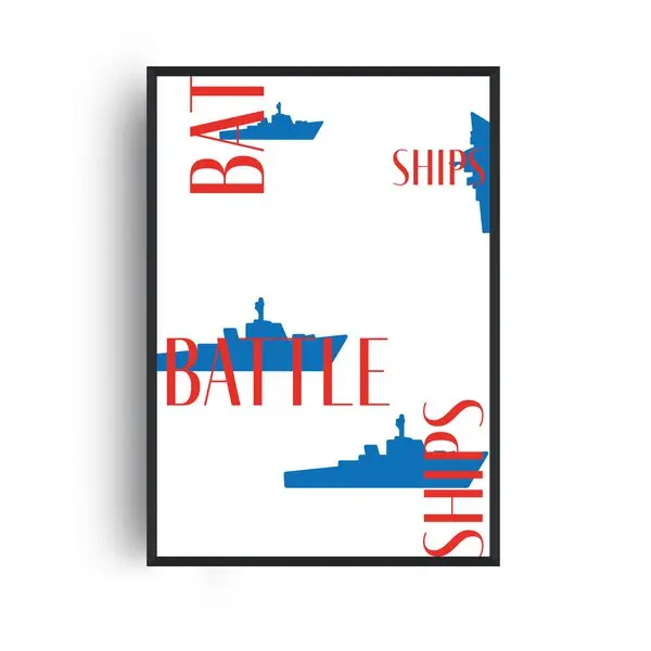 FANCLUB Red / Blue Battleships Retro Giclée Art Print A2 - Red/blue