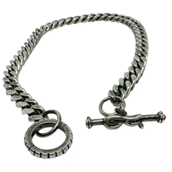 TG-JEWELLERY BY TAMARA GERVASIO Silver / Black Celtic Bird Curb Chain Choker – Sterling Silver - Silver/black