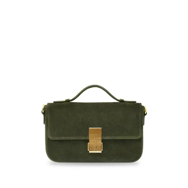 APATCHY LONDON The Flora Suede Olive Bag - Green