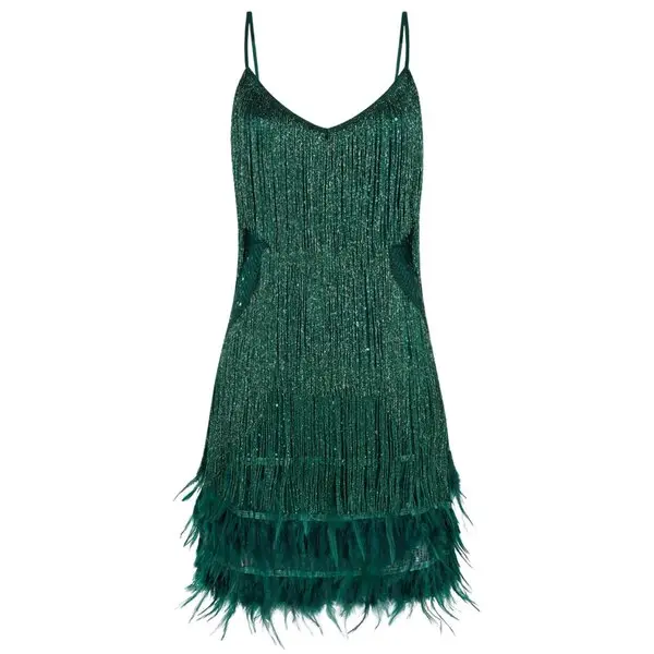 PRETTY ECCENTRIC Hundred Watt Tassel Dress - Green