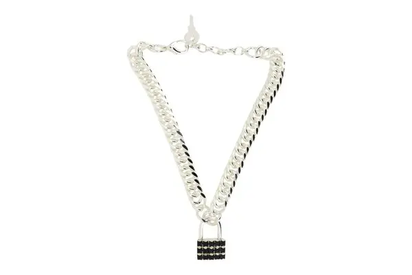 VICKISARGE Black / Silver The Tile Lock Necklace In Silver - Black/silver