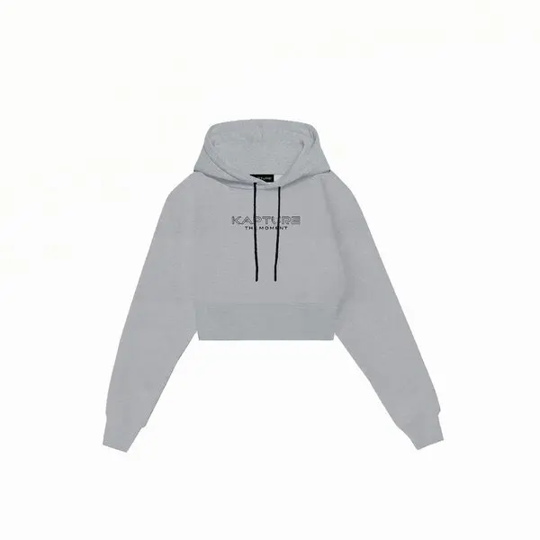 KAPTURE Travel Logo-print Cropped Hoodie - Grey