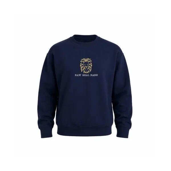 NOOLTRENDS Gold Lion Embroidered Sweatshirt Gender Neutral - Blue