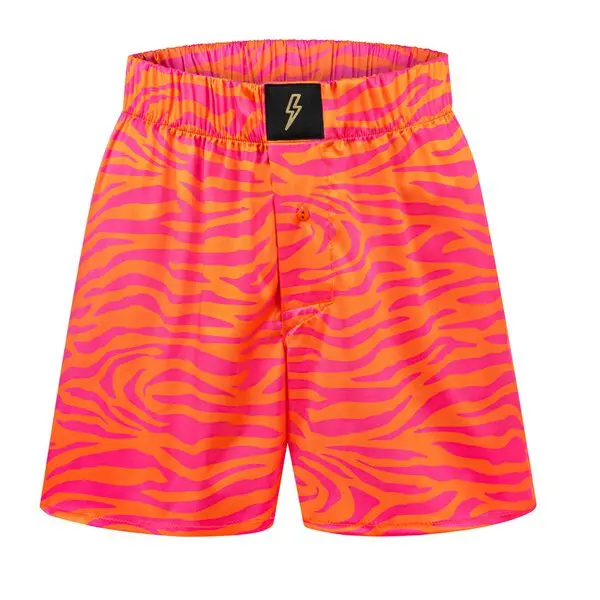 EKCENTRIK Orange / Pink Satin Boxer Shorts Wild Sunrise Zebra - Orange/pink