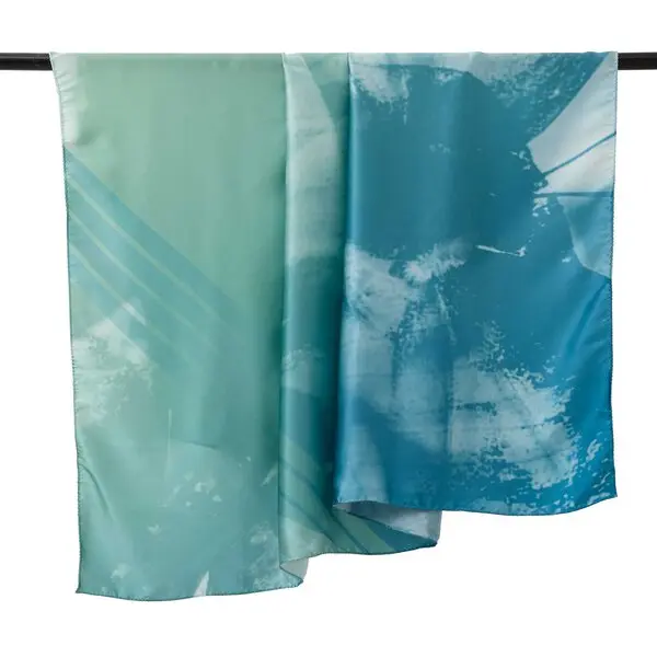 ESSENTY-PARIS Creative Resilience Design – French Satin Silk Scarf - Blue