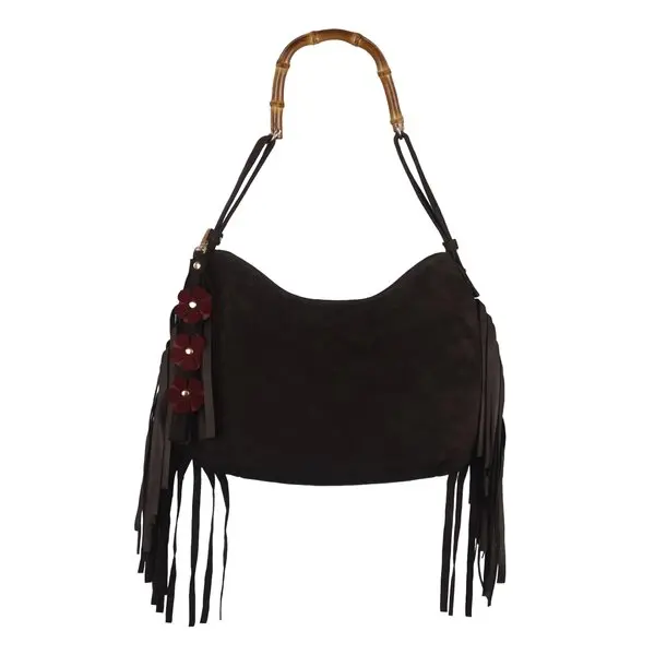 F3ROG BY RANA Suede Fringe Gordon Bag - Brown