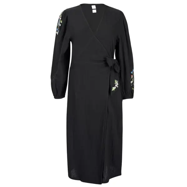 EM & SHI Lily Of The Valley Wrap Dress - Black