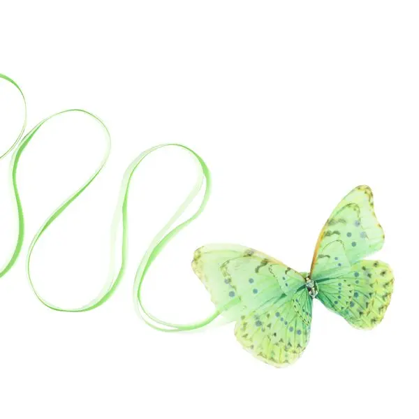 Oana Savu Mint Silk Butterfly Ribbon Tie Choker Necklace - Green